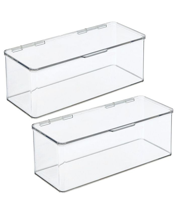 mDesign Plastic Bathroom Vanity Organizer Bin Box with Hinged Lid, 2 ...