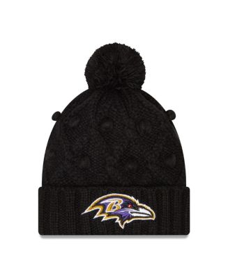 Women's New Era Black Baltimore Ravens Toasty Cuffed Knit Hat with Pom ...