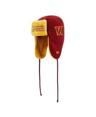 Men's New Era Burgundy, Gold Washington Commanders Helmet Head Trapper ...