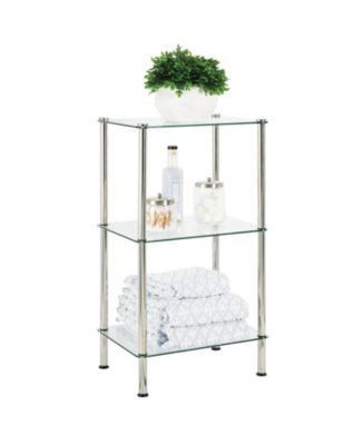 mDesign Metal/Glass 3-Tier Storage Tower with Open Glass Shelves ...
