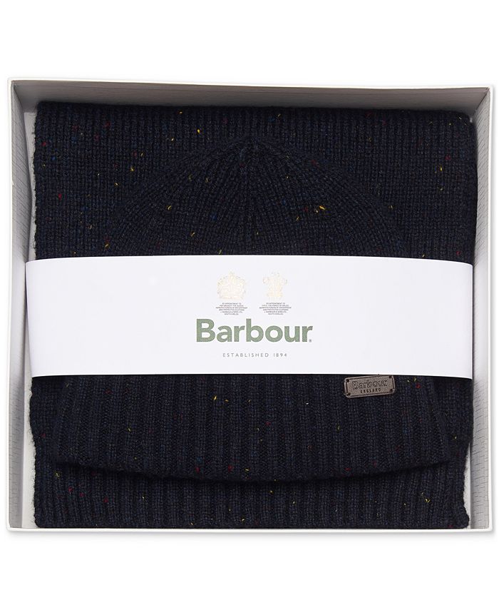 Barbour Men's Carlton Fleck Beanie & Scarf Gift Set - Macy's