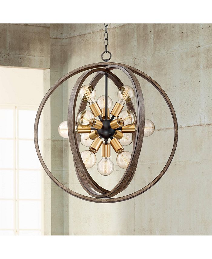 Possini Euro Design Stedman Black Warm Gold Wood Finish Sputnik ...
