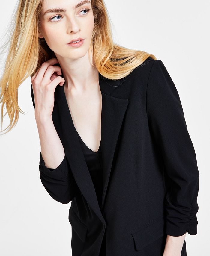 Bar III Women's Ruched-Sleeve Blazer, Created for Macy's - Macy's