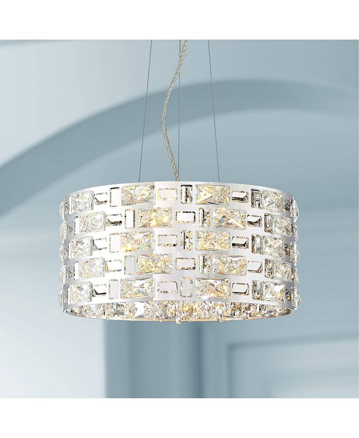 Possini Euro Design Crystal Rain Chrome Pendant Chandelier Lighting 15 ...