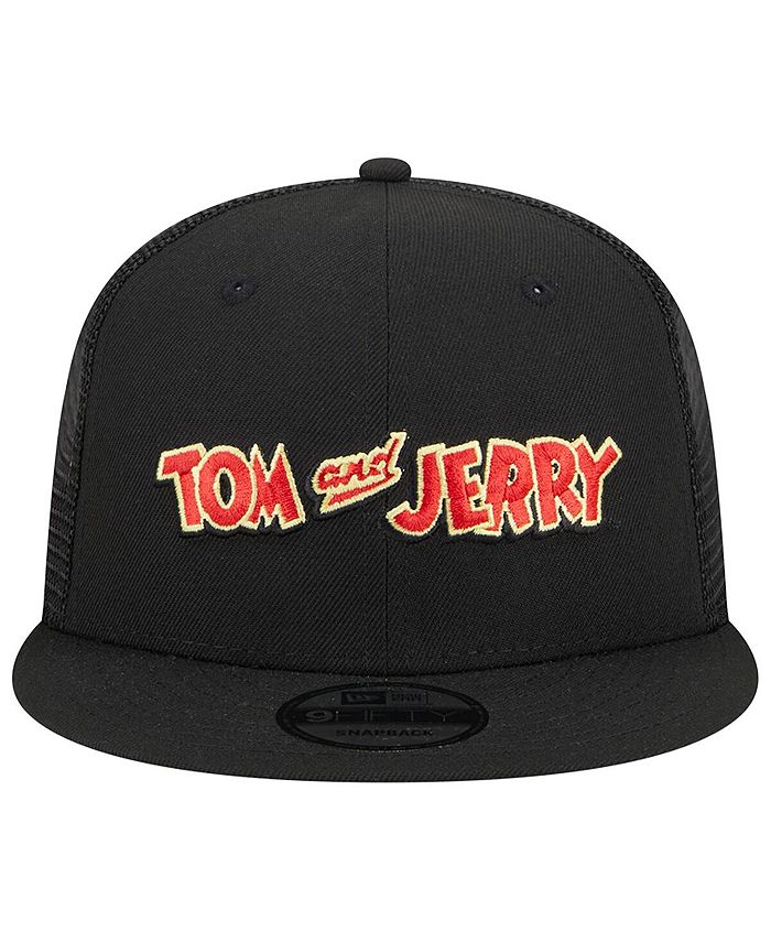 New Era Men's Black Tom and Jerry Wordmark Trucker 9FIFTY Snapback Hat ...
