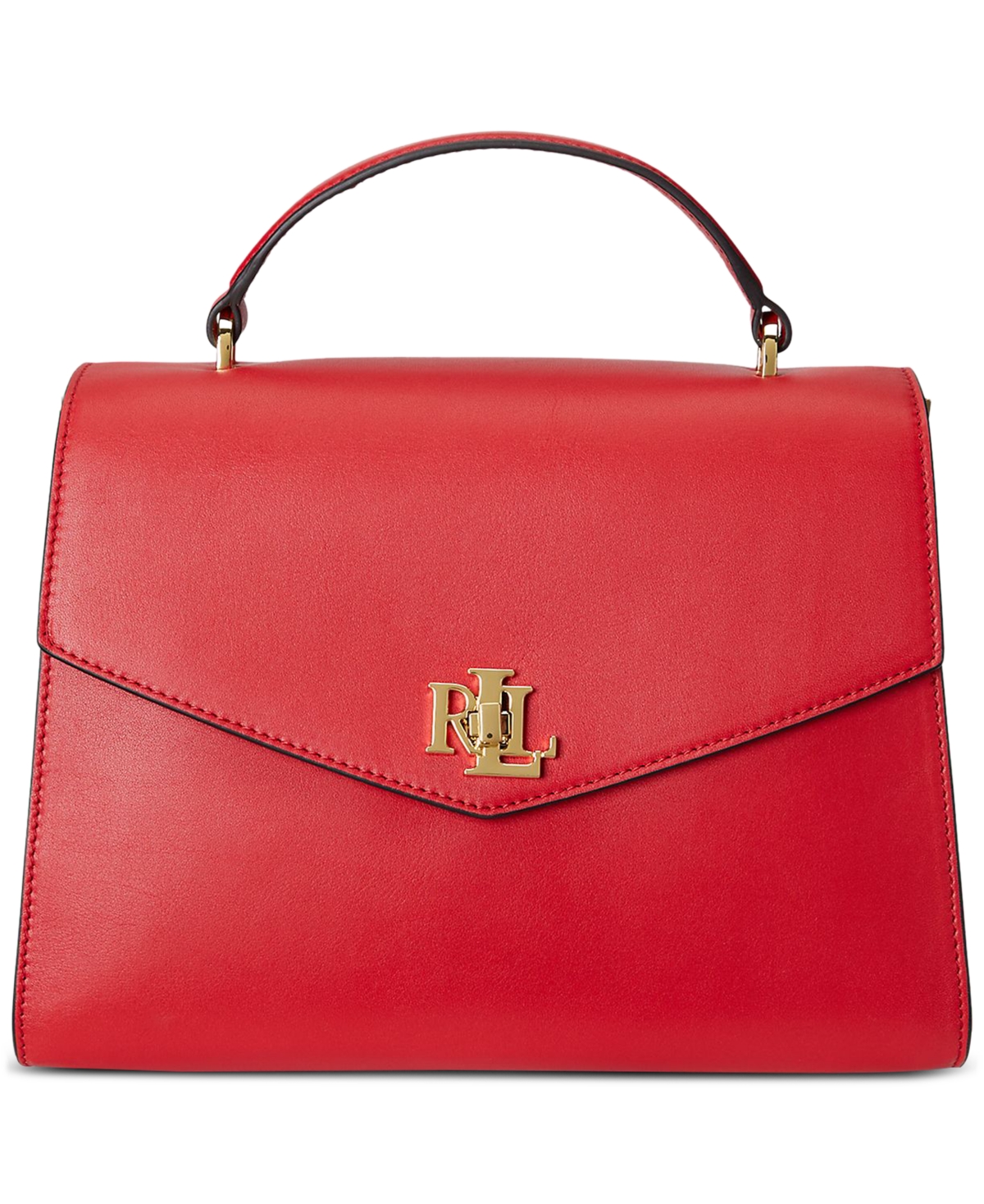Lauren Ralph Lauren Farrah Small Leather Top-handle Satchel In Red ...