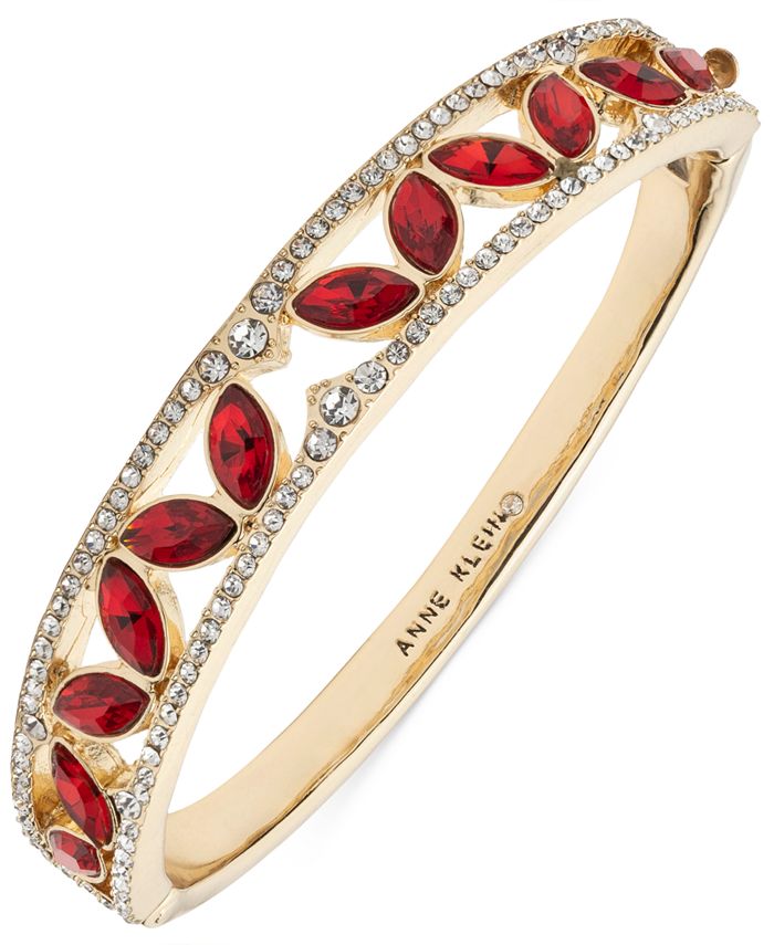 Anne Klein Women's Boxed Gold-Tone Crystal Hinge Bangle Bracelet - Macy's