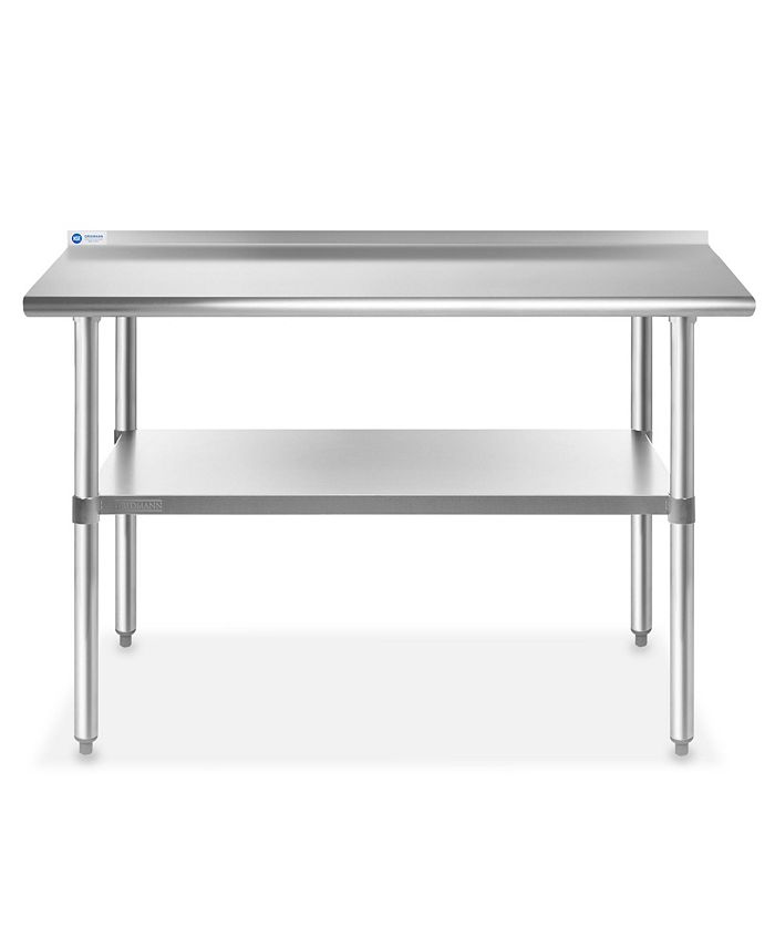 GRIDMANN 48 x 24 Inch Stainless Steel Table w/ Backsplash and ...