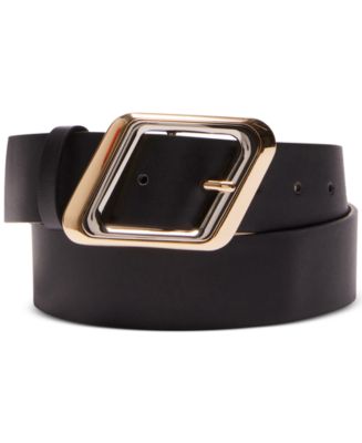 Steve Madden Women's Two-Tone Slanted Buckle Belt - Macy's
