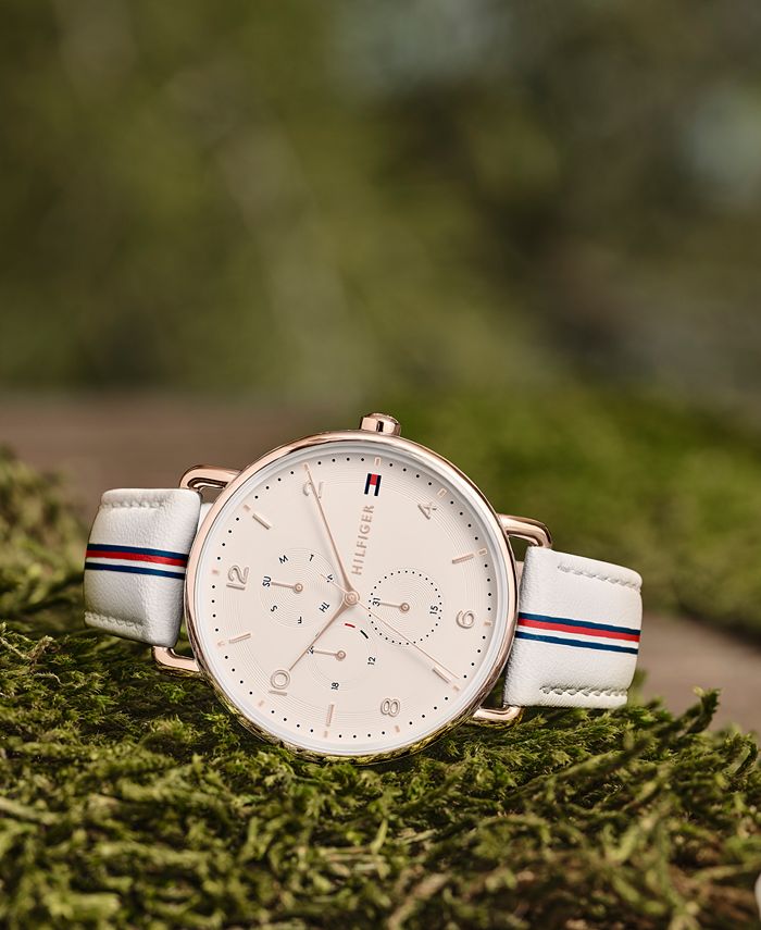 Tommy Hilfiger Women's Multifunction Beige Leather Watch 40mm - Macy's