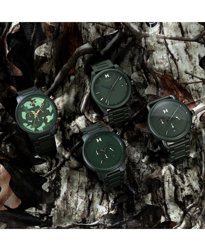 MVMT Men's Chrono Ceramic Matte Olive Green Ceramic Bracelet Watch 45mm ...