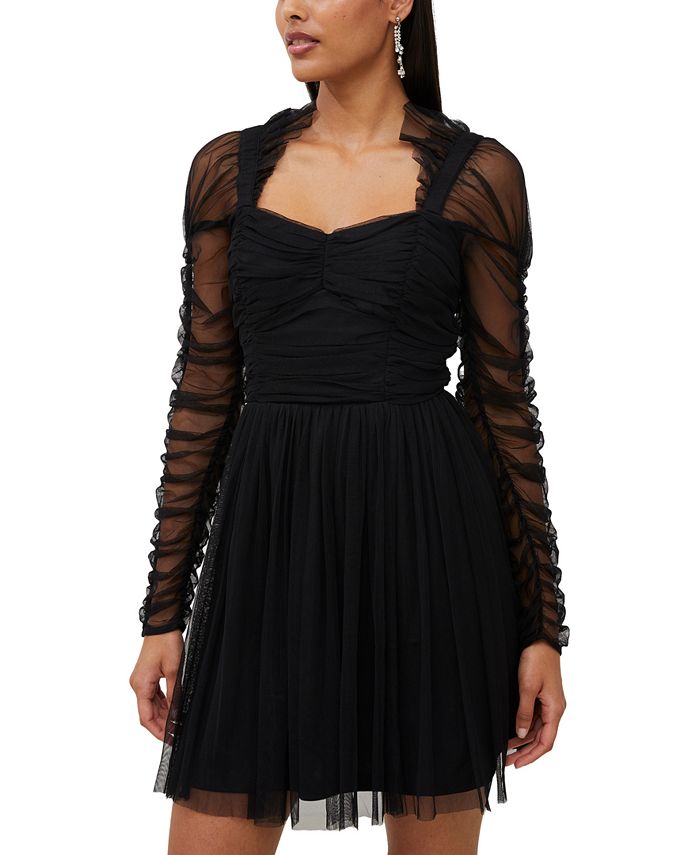 French Connection Women's Edrea Ruched Tulle Dress - Macy's
