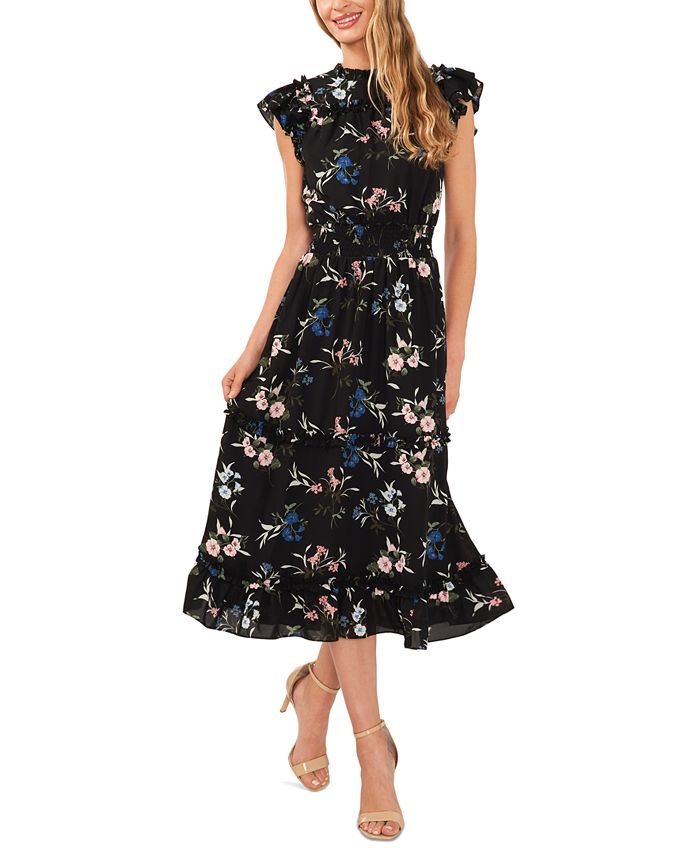 CeCe Women's Short Sleeve Ruffle Midi Dress - Macy's