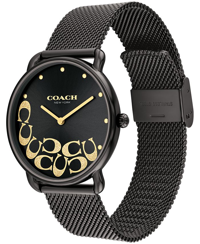 COACH Women's Elliot Black Stainless Steel Mesh Watch 36mm - Macy's