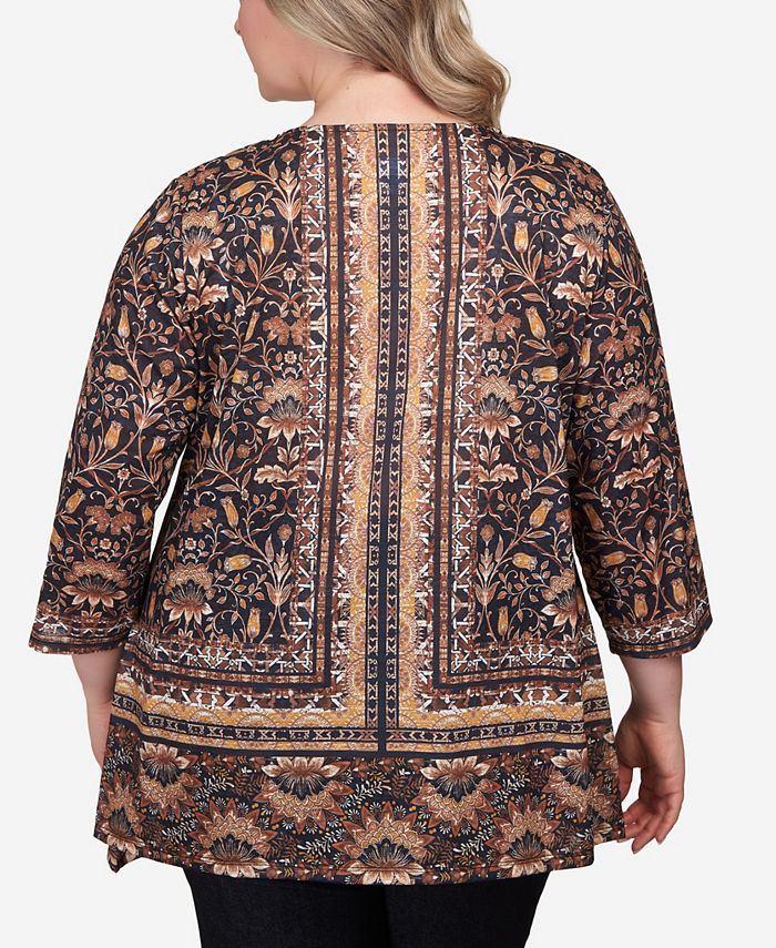 Ruby Rd. Plus Size Blocked Bandana Paisley Sharkbite Tunic Top - Macy's