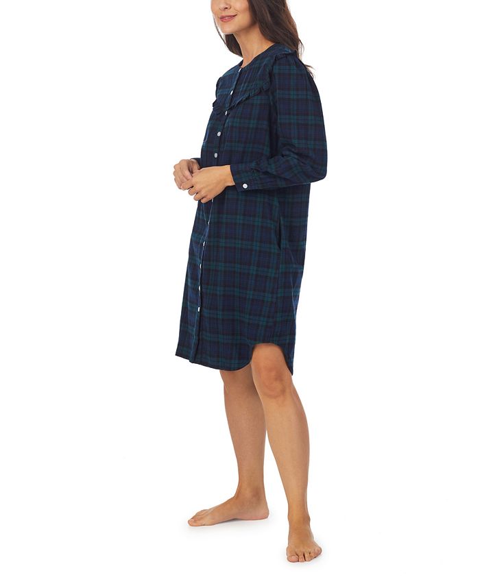 Lanz of Salzburg Women's Cotton Flannel Short Button Front Sleepshirt ...