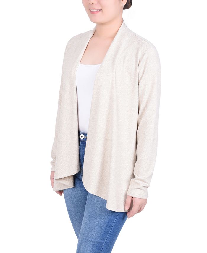 NY Collection Petite Long Sleeve Swing Cardigan Sweater - Macy's