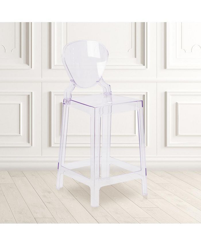 EMMA+OLIVER Ghost Counter Stool In Transparent Crystal With Tear Back - Macy's