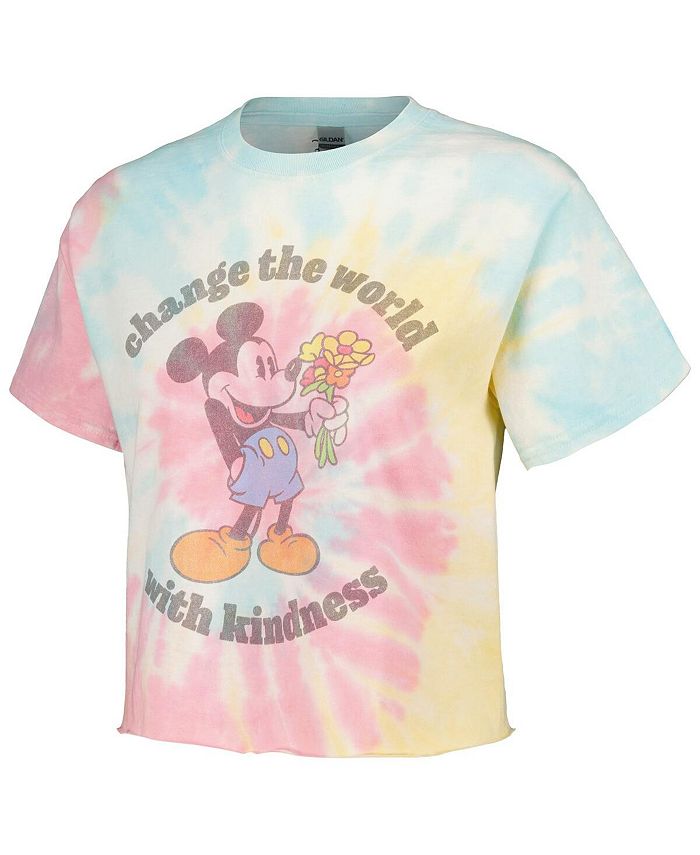 Mad Engine Men's and Women's Mickey Mouse Blue Kindness Cropped T-shirt ...