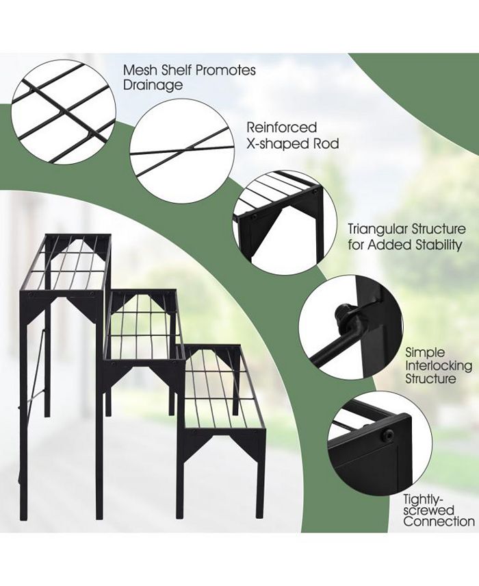 Slickblue 3 Tier Outdoor Metal Heavy Duty Modern for Multiple Plant ...