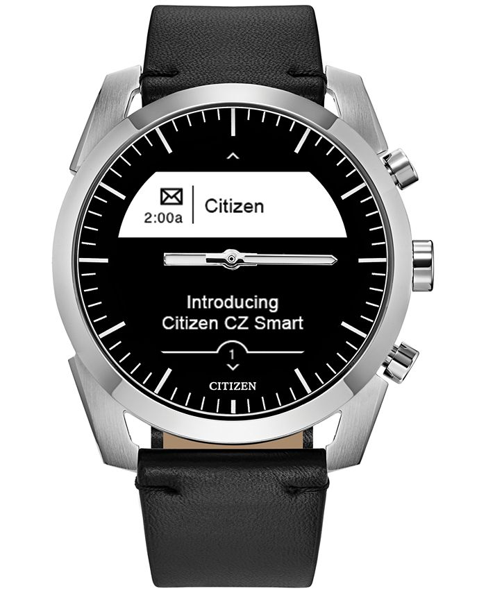 Citizen Men's CZ Smart Hybrid Sport Black Leather Strap Smart Watch ...