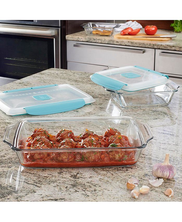 Anchor Hocking Glass 3 Quarts Bake Dish with Truelock Lid, 2 Piece Set ...