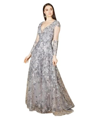 Lara Women's A-line Gown With Long Sleeves, V-Neckline - Macy's