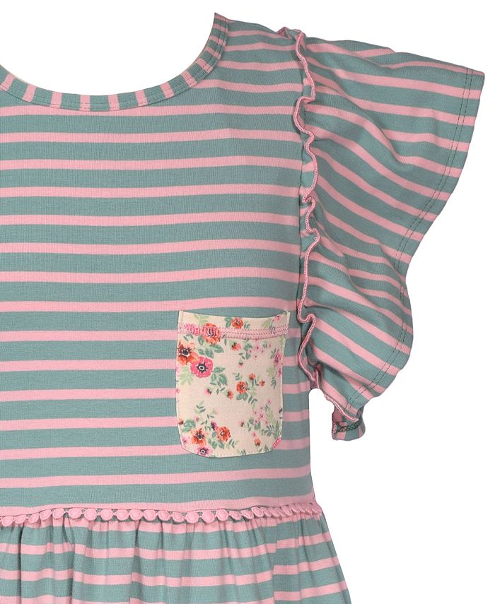 Bonnie Jean Big Girls Flutter Sleeves Mixed Print Knit Tiered Dress ...