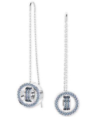 Swarovski Rhodium Plated Color Pave Interlocking Loop Threader Earrings Macy s