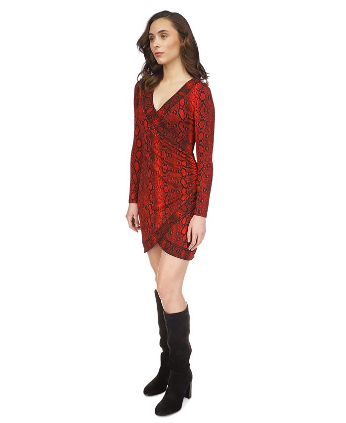 Michael Kors Petite Crossover Border Snakeskin-Print Mini Dress - Macy's