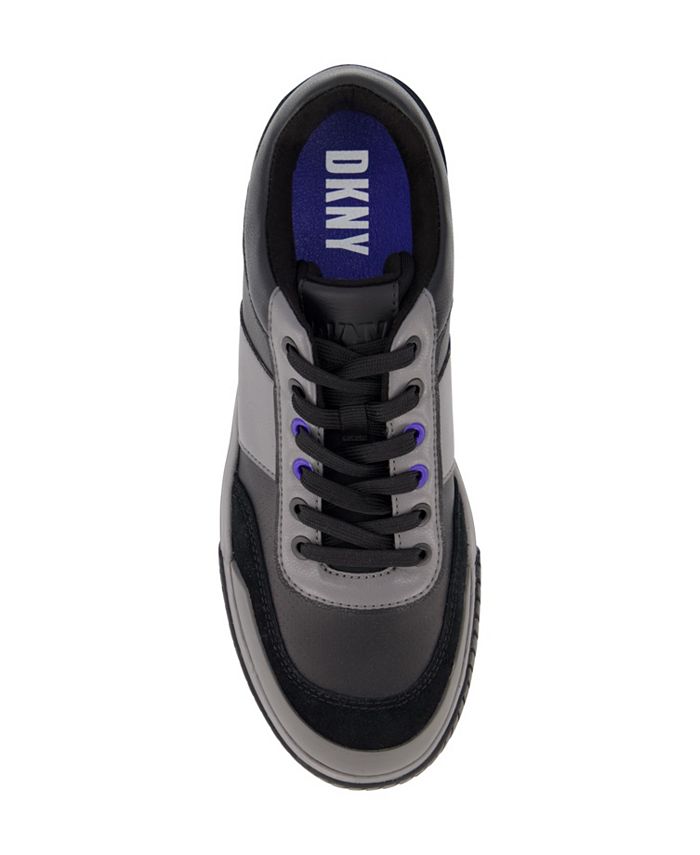 DKNY Men's Low Top Two Tone Branded Sole Lace Up Sneakers - Macy's