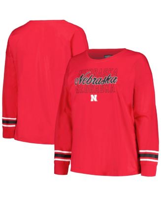 Women's Profile Scarlet Nebraska Huskers Plus Size Triple Script Scoop ...