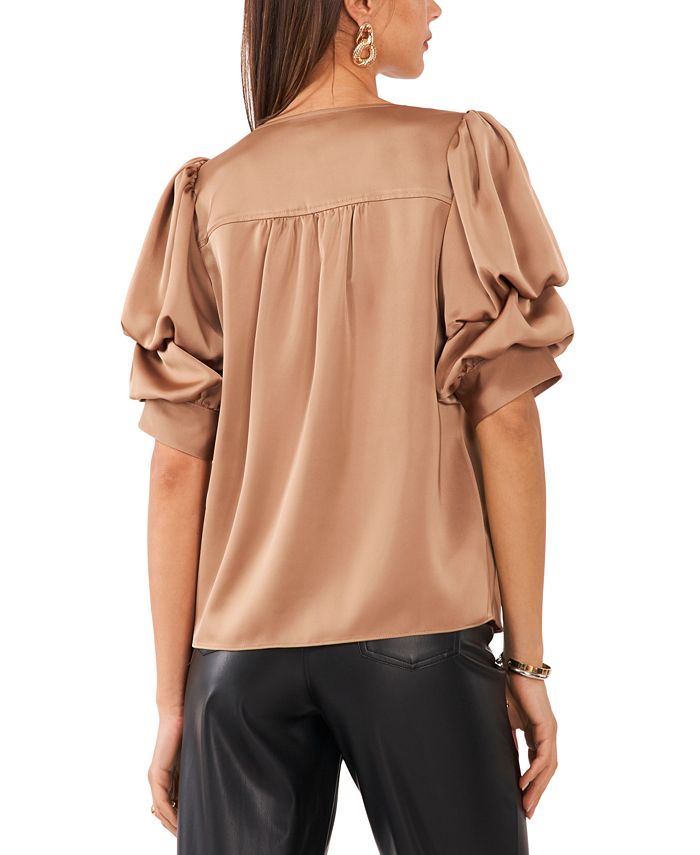 1.STATE Women's Tiered Bubble-Sleeve V-Neck Blouse - Macy's
