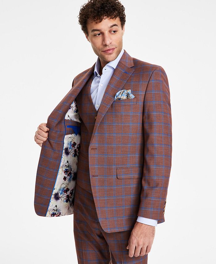 Tayion Collection Men's Classic-Fit Plaid Suit Jacket - Macy's