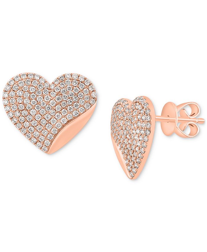 EFFY Collection EFFY® Diamond Pavé Heart Stud Earrings (5/8 ct. t.w ...