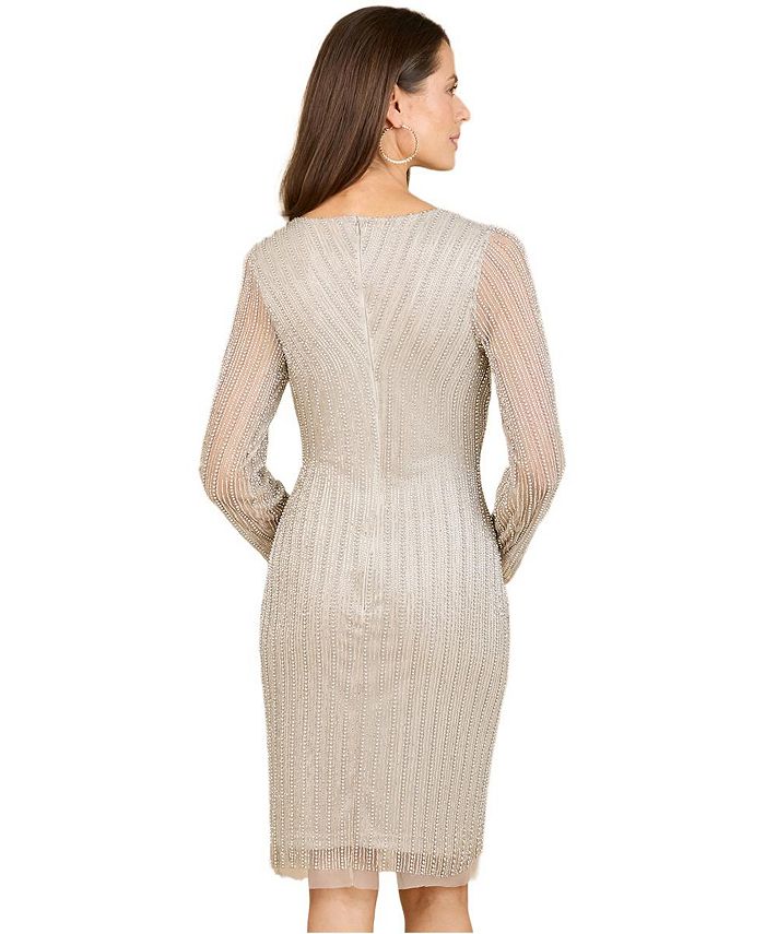 Lara Women's - Classic V-Neck Beaded Long Sleeve Cocktail Dress - Macy's