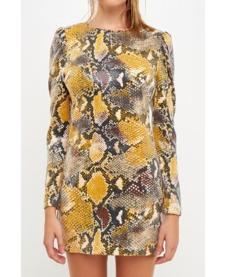 Grey Lab Women's Python Sequin Mini Dress - Macy's