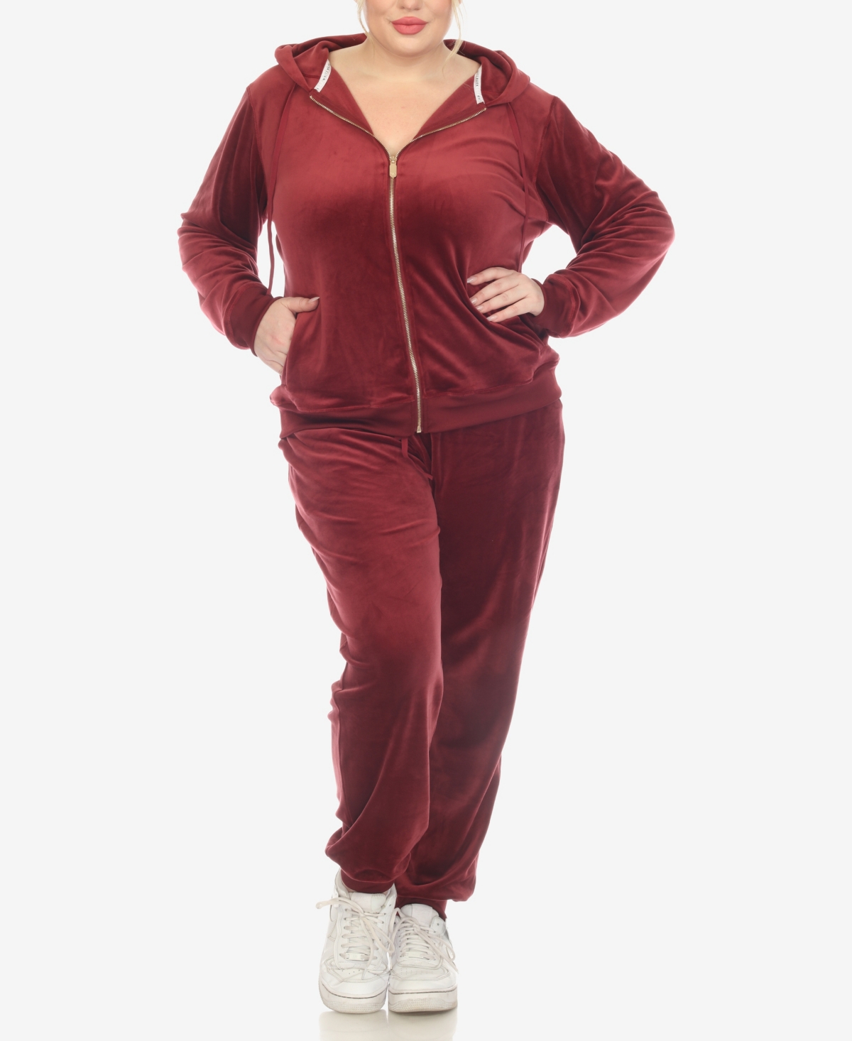 Click here for White Mark Plus Size Velour Tracksuit Loungewear 2... prices