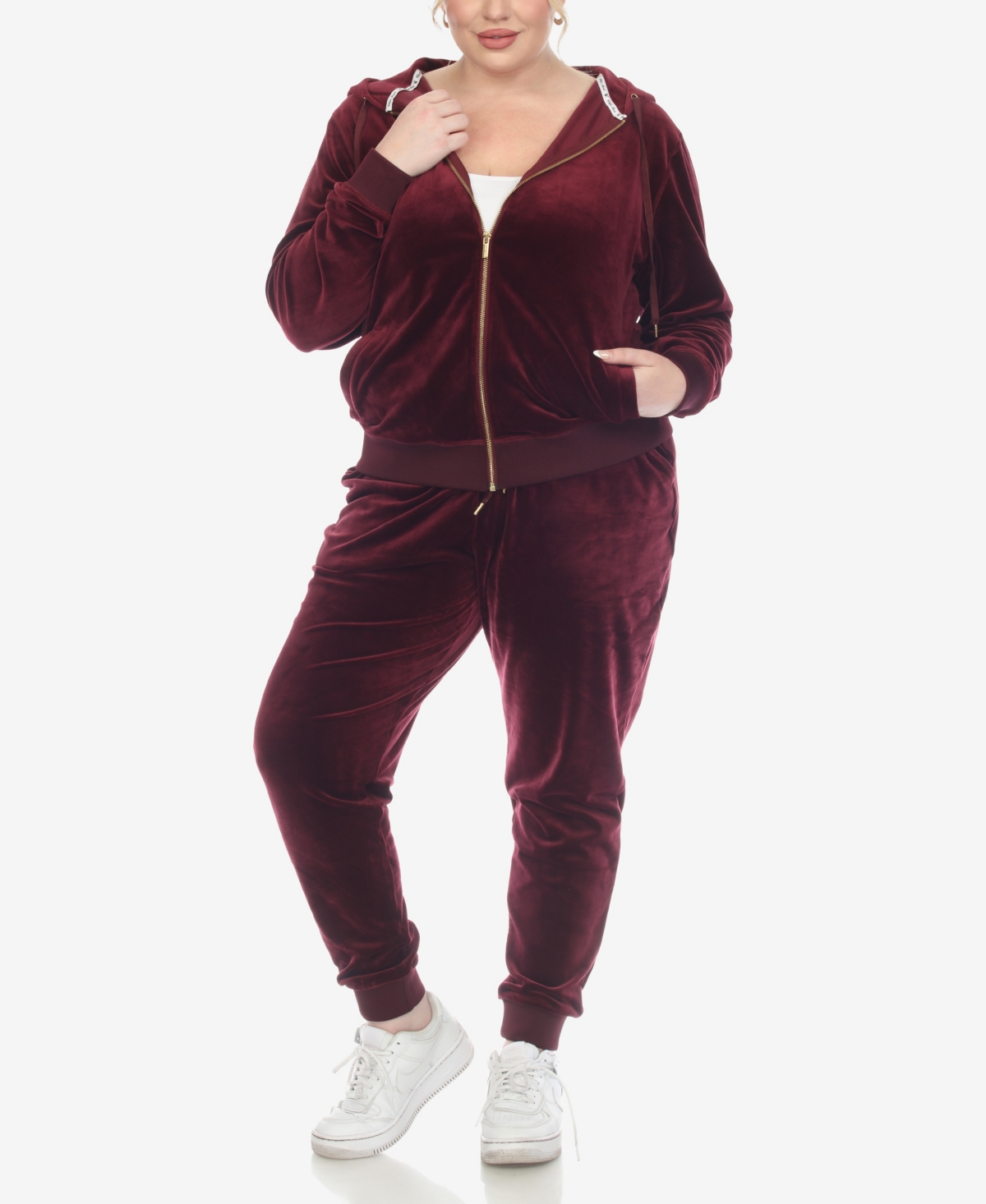 Click here for White Mark Plus Size Velour Tracksuit Loungewear 2... prices