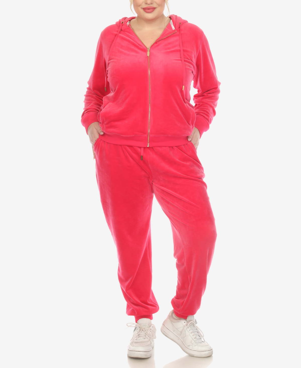Click here for White Mark Plus Size Velour Tracksuit Loungewear 2... prices