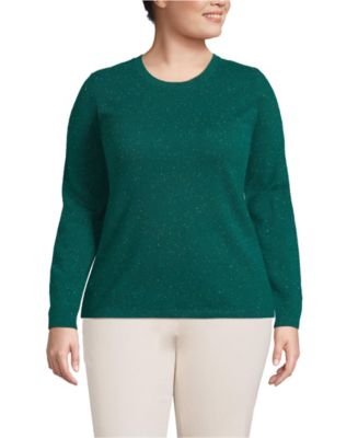 Lands' End Plus Size Cashmere Crewneck Sweater - Macy's