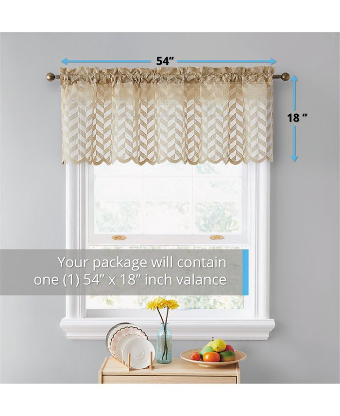 HLC.me Herringbone Lace Sheer Kitchen Cafe Curtain Valance Panel - Rod Pocket - Valance for ...