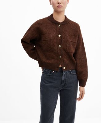 MANGO Women's Pocket Detail Bomber-Style Cardigan - Macy's
