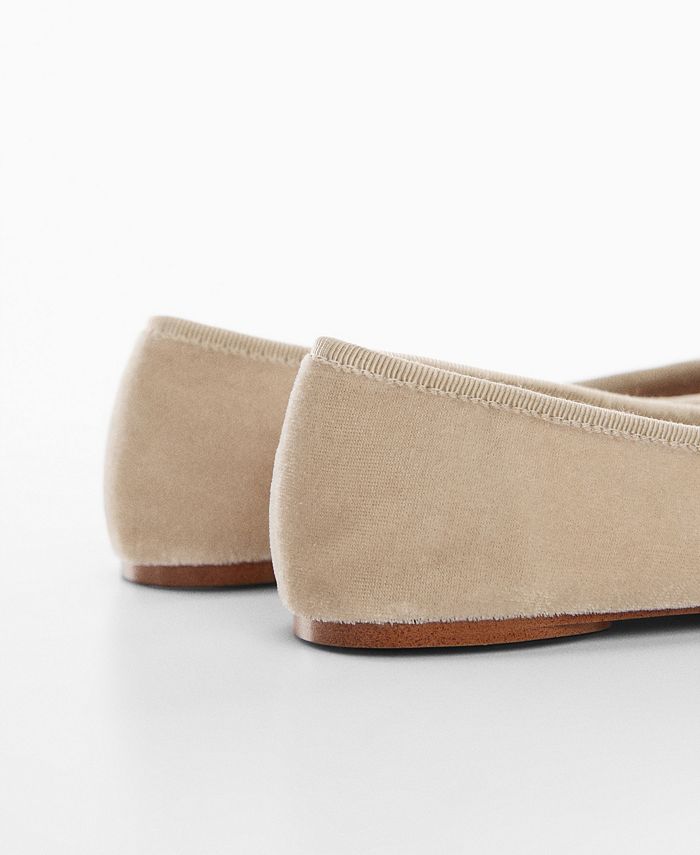 MANGO Women's Velvet Bow Ballerina Shoes - Macy's