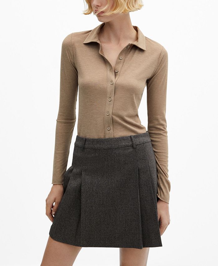 MANGO Women's Ribbed Knit Shirt - Macy's