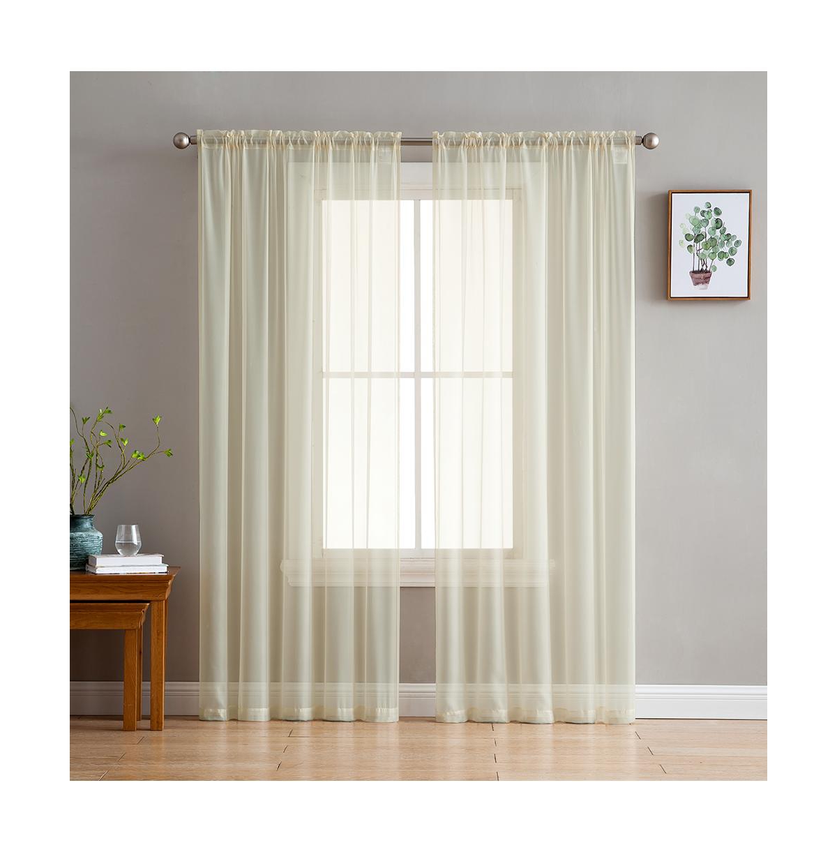 Click here for Hlc.me 2 Pack Sheer Voile Window Curtain Sheer Pan... prices