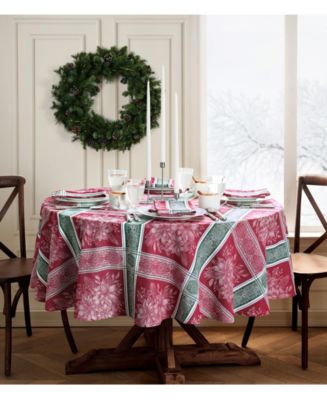 Elrene Poinsettia Plaid Table Linens Collection - Macy's