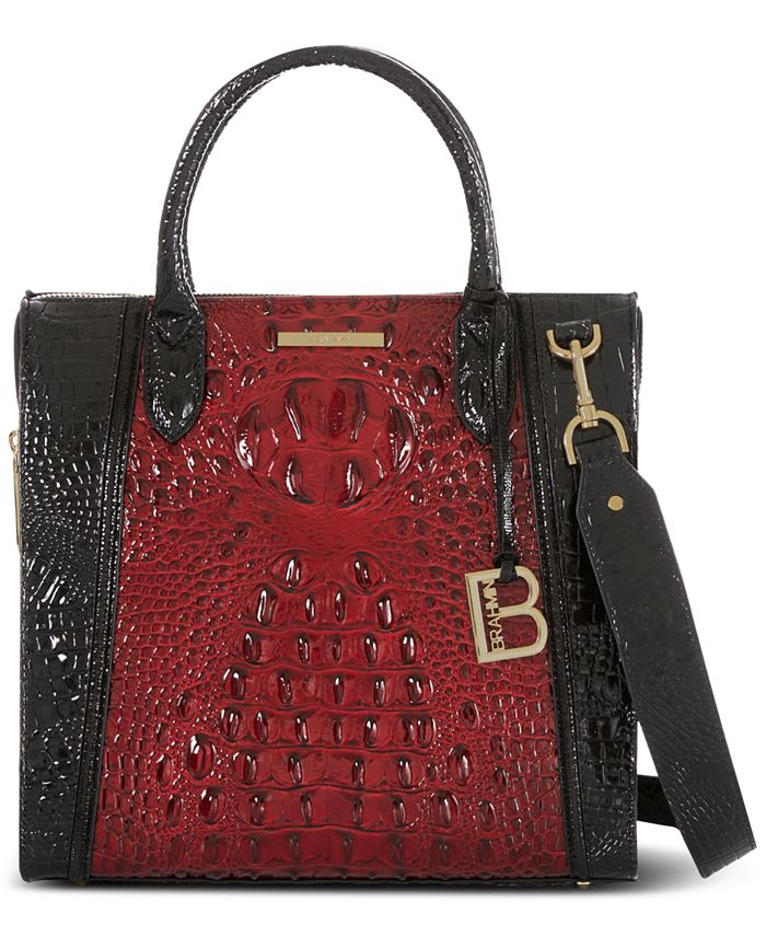 Brahmin Caroline Vintage Red Stanza Small Leather Satchel - Macy's