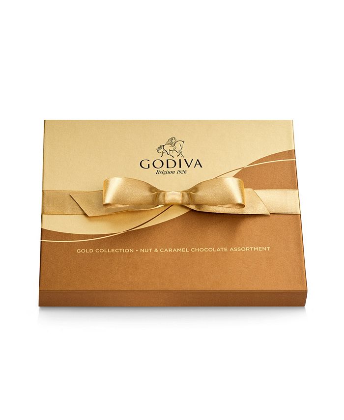 Godiva Chocolatier Assorted Nut and Caramel Chocolate Gold-Tone Gift Box, 18 Piece - Macy's