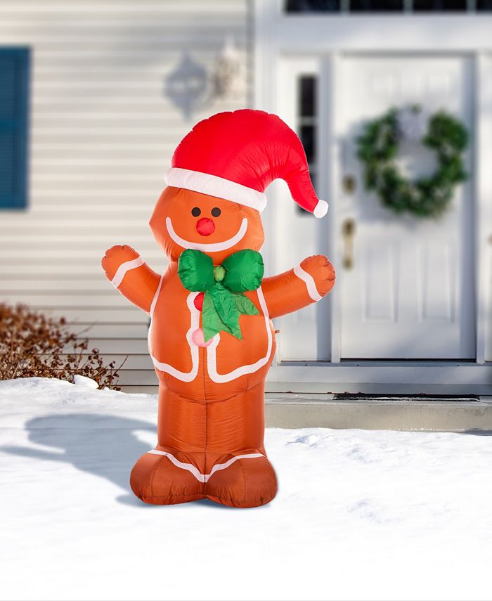 Glitzhome 8' Lighted Inflatable Gingerbread Man Decor - Macy's